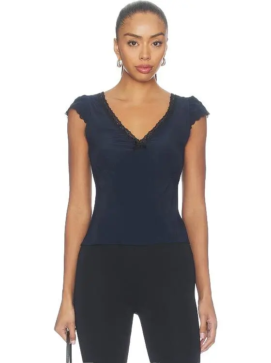 Madewell The Layton Top In Navy - Deep Indigo