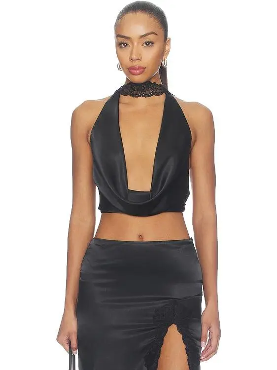 MORE TO COME Flyn Cowl Neck Top - Black