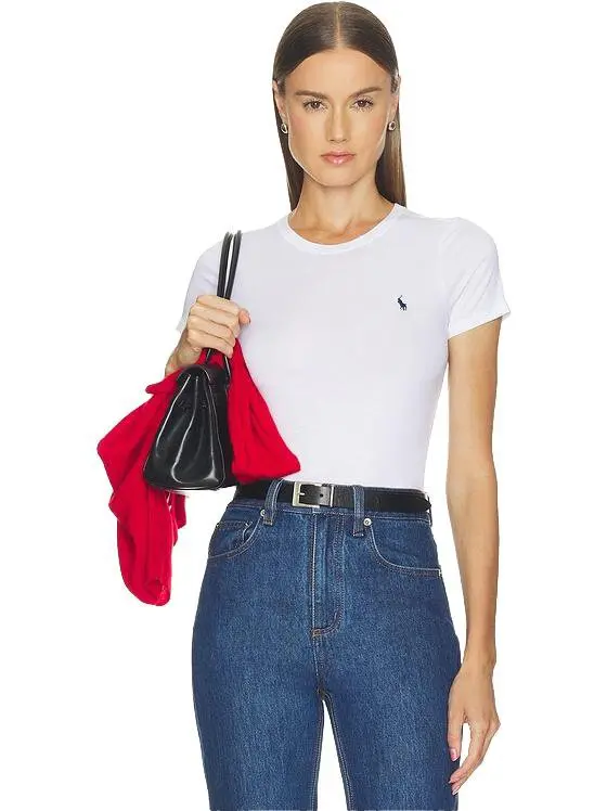 Polo Ralph Lauren Club Cotton Short Sleeve Bodysuit In White - White Cloud