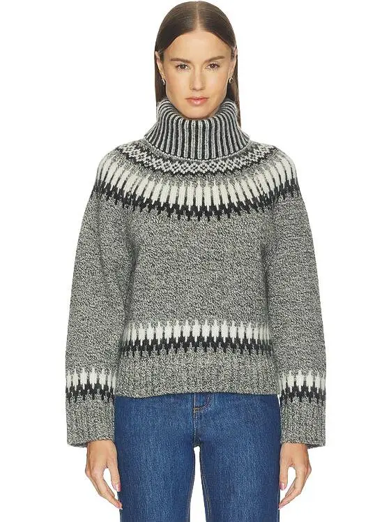 Monse Fair Isle Turtleneck Sweater In Grey - Grey Multi