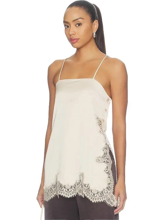 Smythe Side Button Cami In Ivory - Champagne