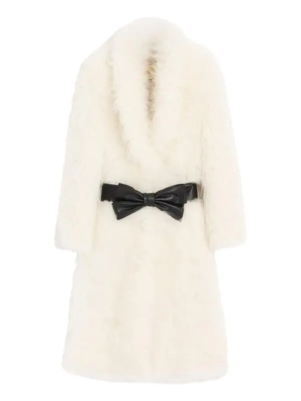 Valentino Garavani Fur Bow-belt Coat - Black
