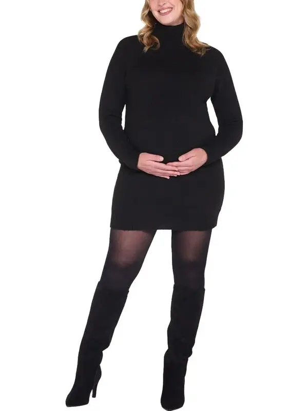 Motherhood Maternity Turtleneck Long Sleeve Sweater Dress - Black