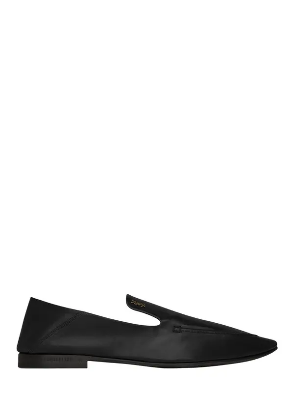 Saint Laurent Alain Slippers In Smooth Leather - Black