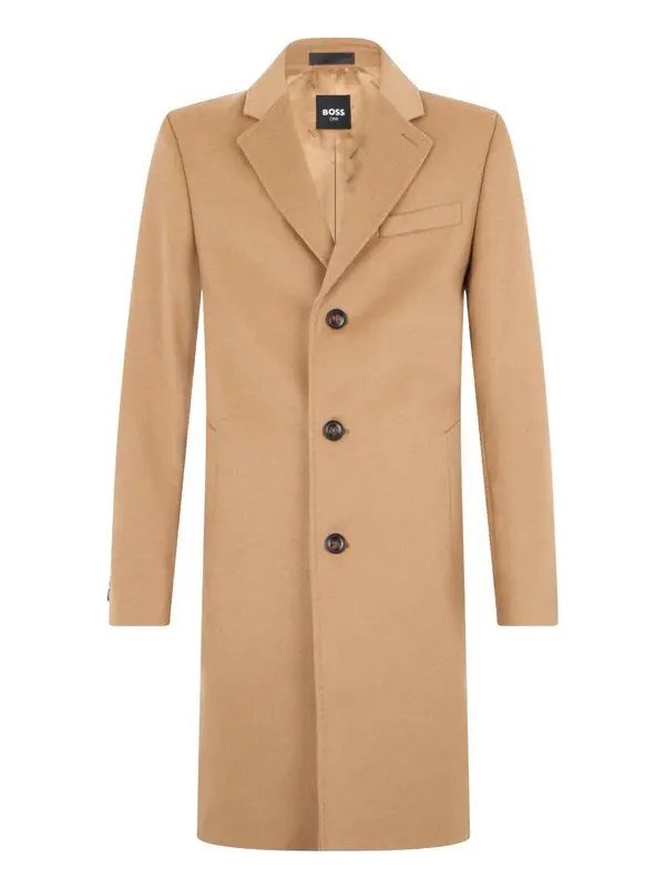 Hugo Boss Single-breasted Long Coat - Tan