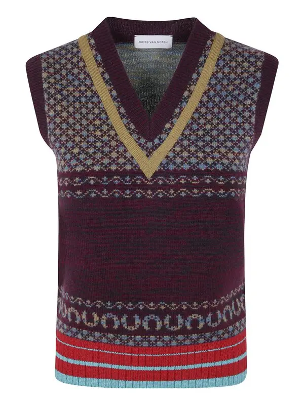 Dries Van Noten Fitted Cashmere Top - Wine