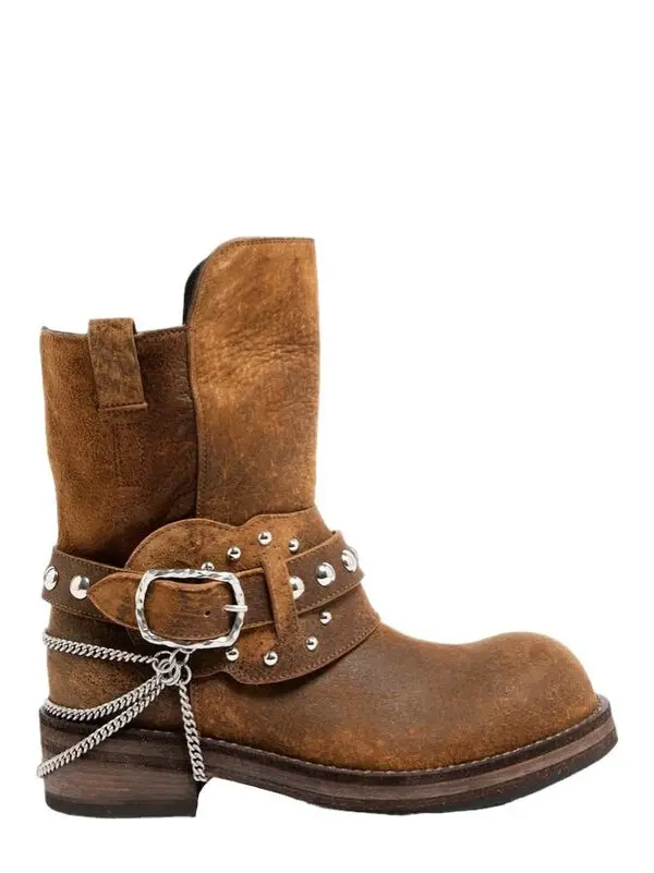ANN DEMEULEMEESTER Boa Short Riding Boots With Spurs - Brown/camel