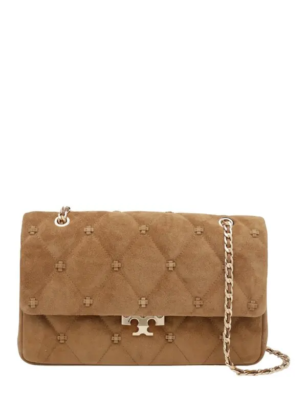 Tory Burch Bunny Knot Suede Shoulder Bag - Brown