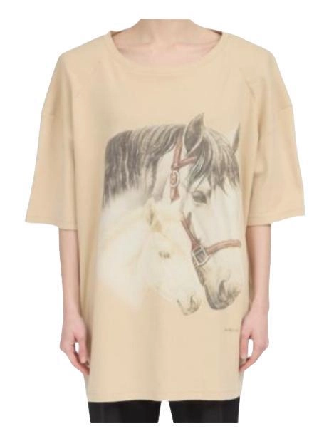 MAISON MARGIELA Oversized Horse Print T-shirt - Nude