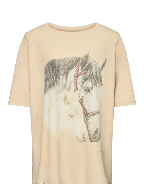 MAISON MARGIELA Oversized Horse Print T-shirt - Nude