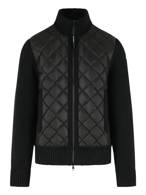 Moncler Logo Patch Zip-up Padded Cardigan - Black