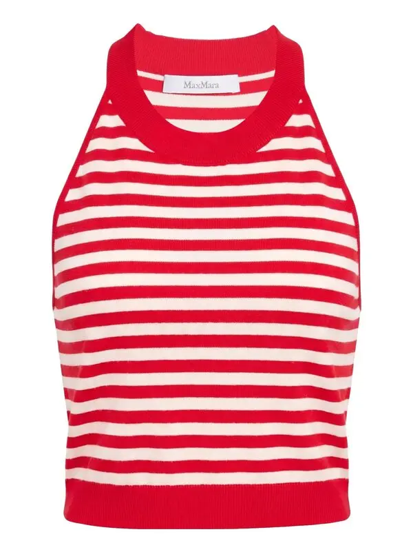 Max Mara Striped Sleeveless Knit Top - Red