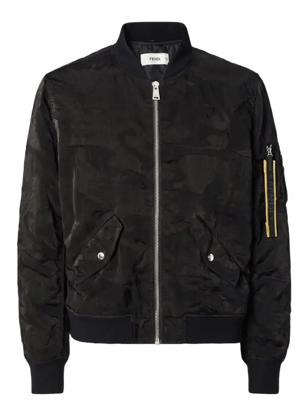 Fendi Zipped Bomber Jacket - Black
