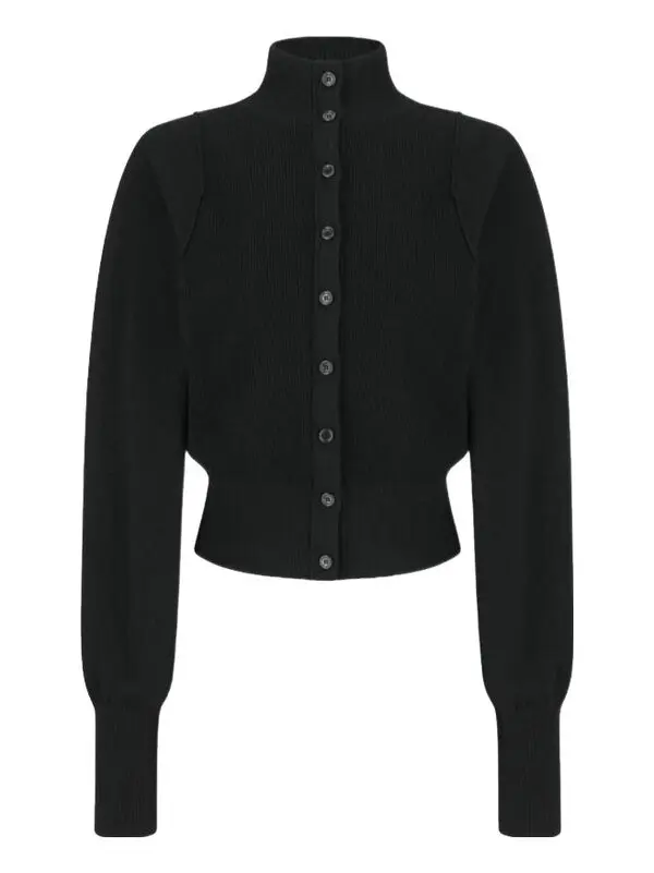 AMOMENTO Button-front Knit Cardigan - Black