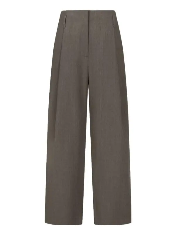 AMOMENTO Straight Tuck Pants - Brown