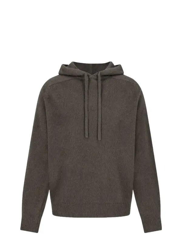 AMOMENTO Knitted Hoodie - Brown
