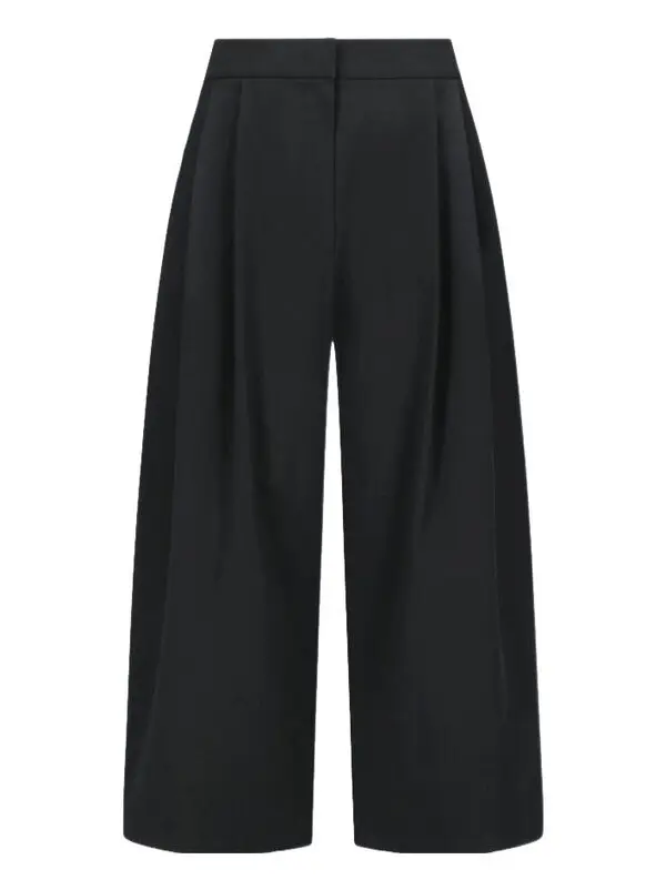 AMOMENTO Double-pleated Wide-leg Trousers - Black