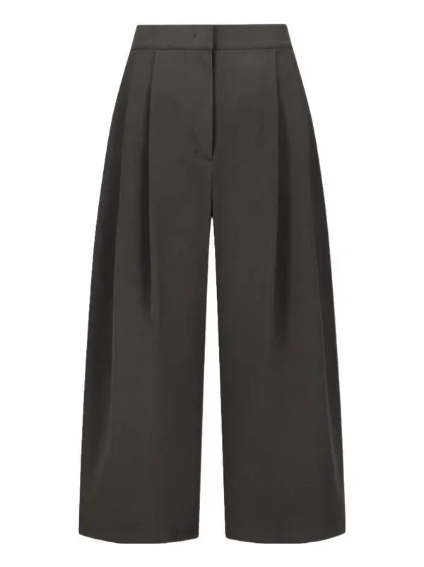 AMOMENTO Double-pleated Wide-leg Trousers - Brown