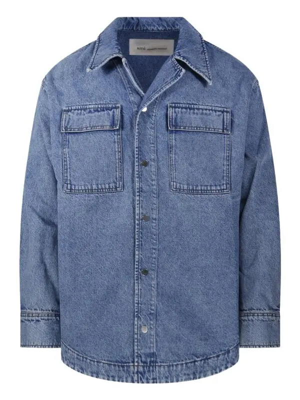 AMI Paris Faded-effect Denim Jacket - Blue