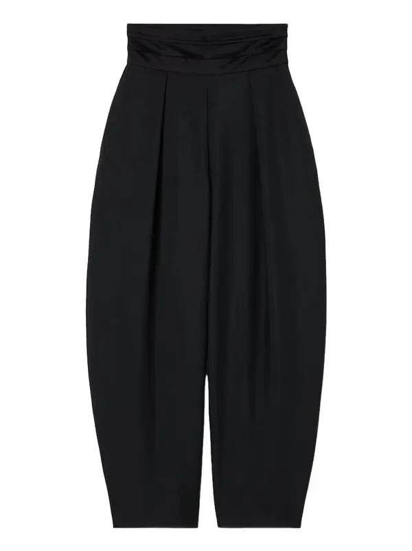 RÓHE Pleated Satin-waistband Trousers - Black