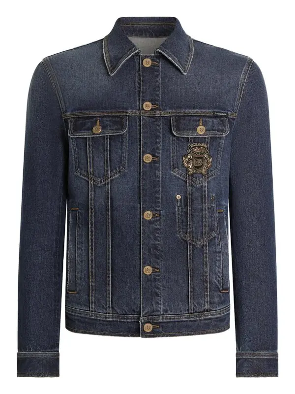 Dolce & Gabbana Denim Jacket With Logo Patch - Multicolour