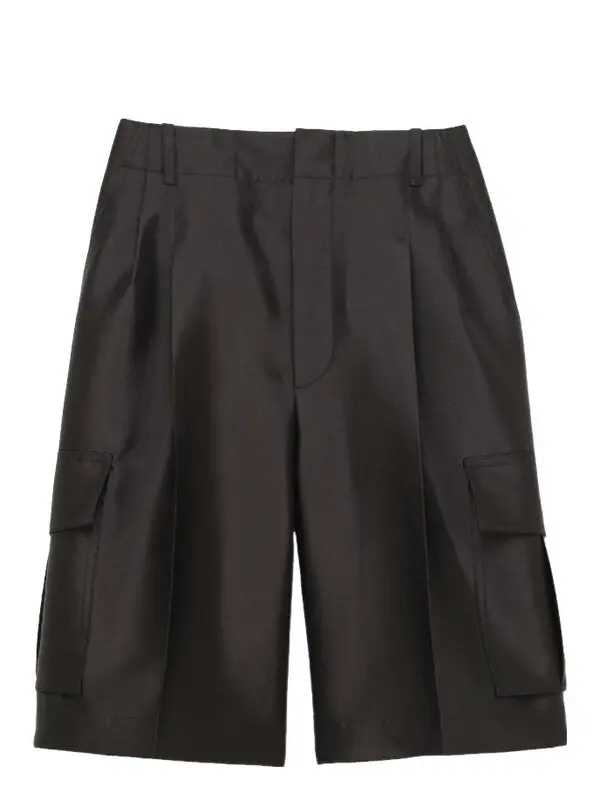 Carven Cargo Shorts In Silk Wool Couture - Deep Black