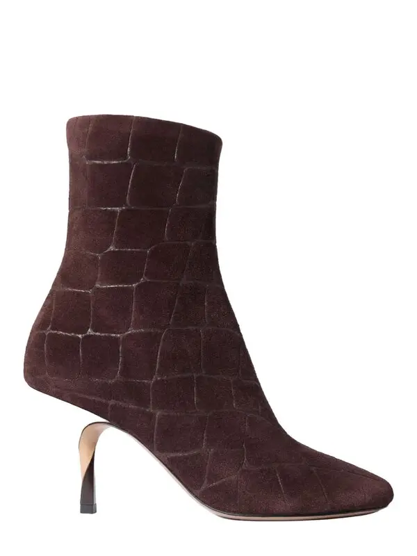 Jacquemus Croc-effect Ankle Boots - Medium Brown