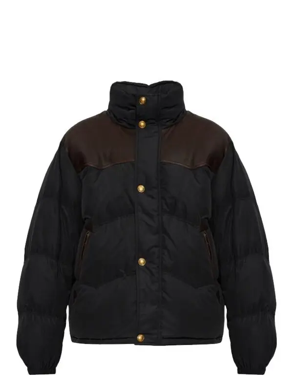 Versace Leather-trim Padded Jacket - Black
