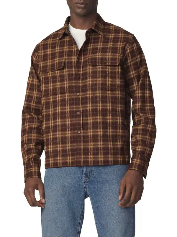 Joe's Jeans Plaid Double Flap Pocket Button-up Shirt - Brown Multi