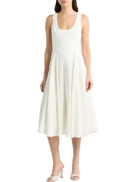 Oddmuse Scoop Neck Midi Dress - Ecru