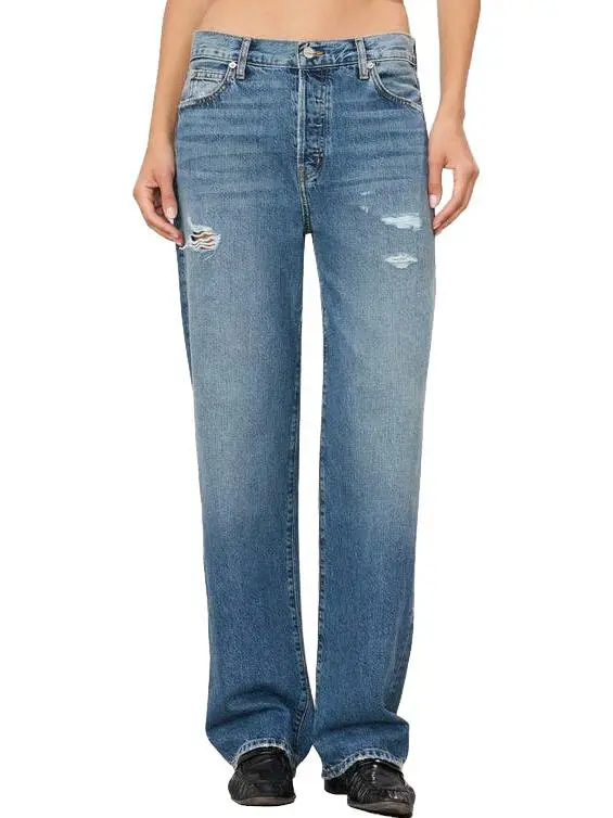Eterne Saint High Waist Ripped Boyfriend Jeans - Medium Indigo