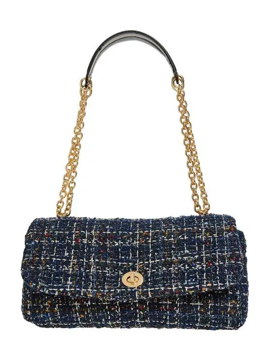 Mango Tweed Convertible Crossbody Bag - Navy
