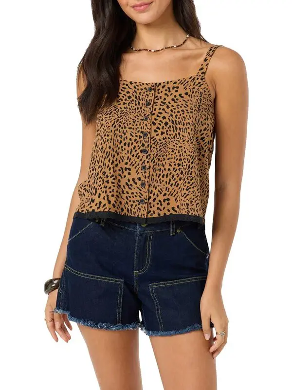 O'Neill Brynn Animal Print Lace Trim Tank - Woodshack