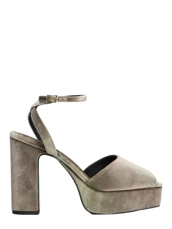 BIBI LOU Velvet Platform Sandals - Grey