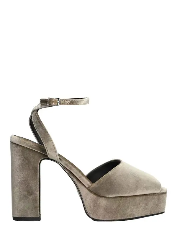 BIBI LOU Velvet Platform Sandals - Grey