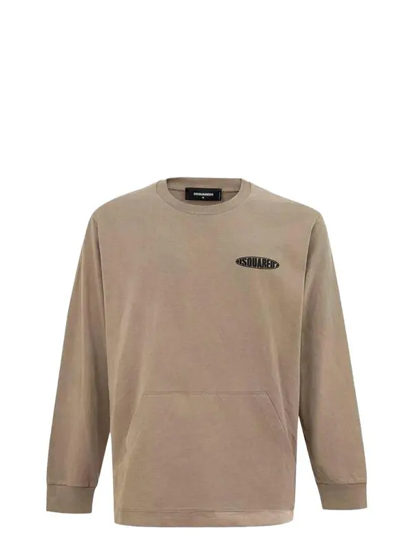 Dsquared2 Logo-print Kangaroo-pocket T-shirt - Neutrals