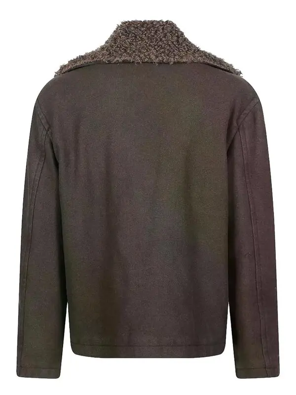 DIESEL® Shearling-collar Double-breasted Jacket - Grey