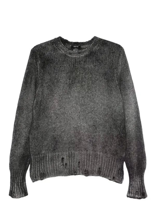 Avant Toi Distressed Mélange-effect Sweater - Grey