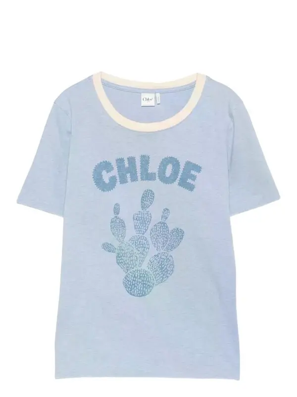 Chloé Logo-print Cactus T-shirt - Blue