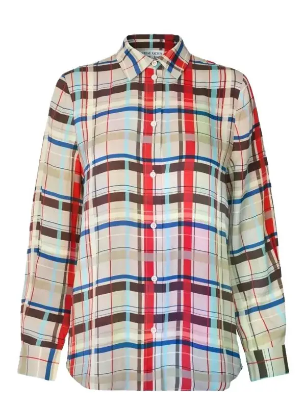 Stine Goya Check-print Long-sleeve Shirt - Neutrals