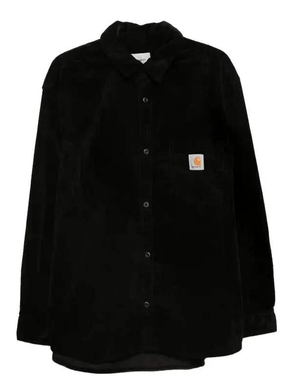 Carhartt Work In Progress Loyde Corduroy Logo-patch Shirt - Black