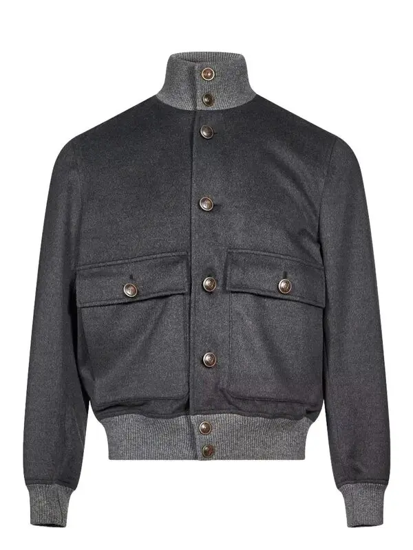 Brunello Cucinelli Button-up Bomber Jacket - Grey