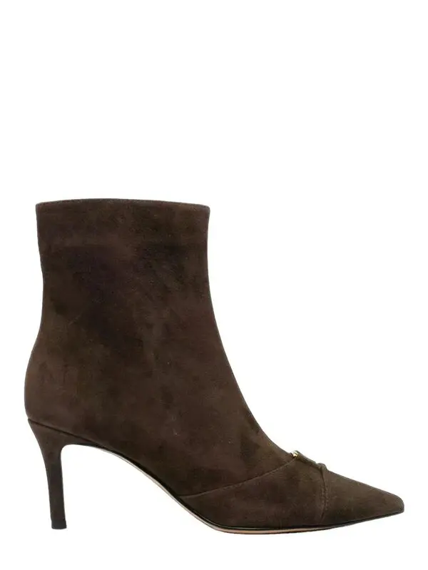 TWINSET Logo-plaque Suede Ankle Boots - Brown
