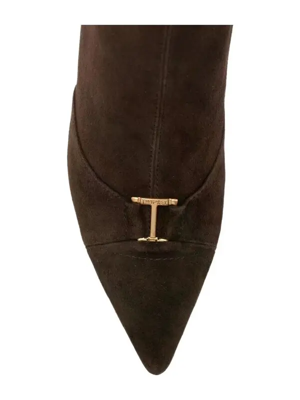 TWINSET Logo-plaque Suede Ankle Boots - Brown