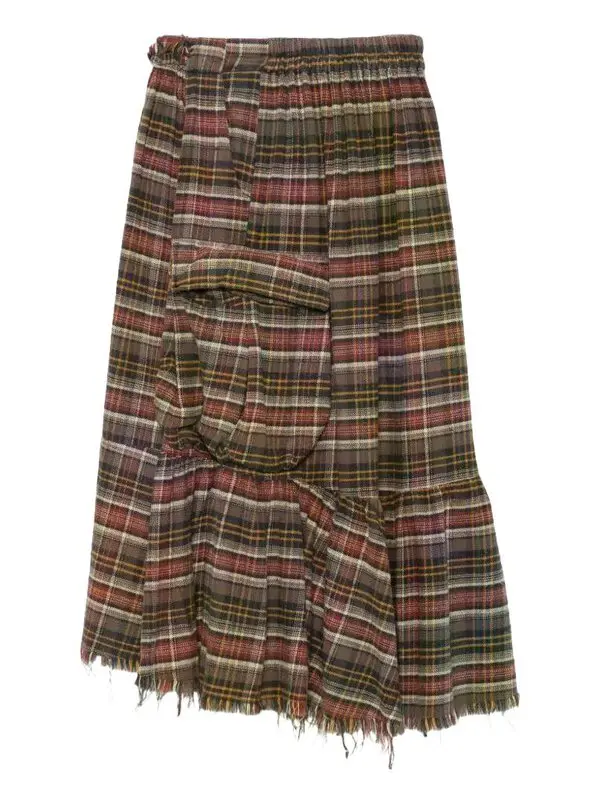 R13 Plaid-pattern Cargo Midi Skirt - Brown
