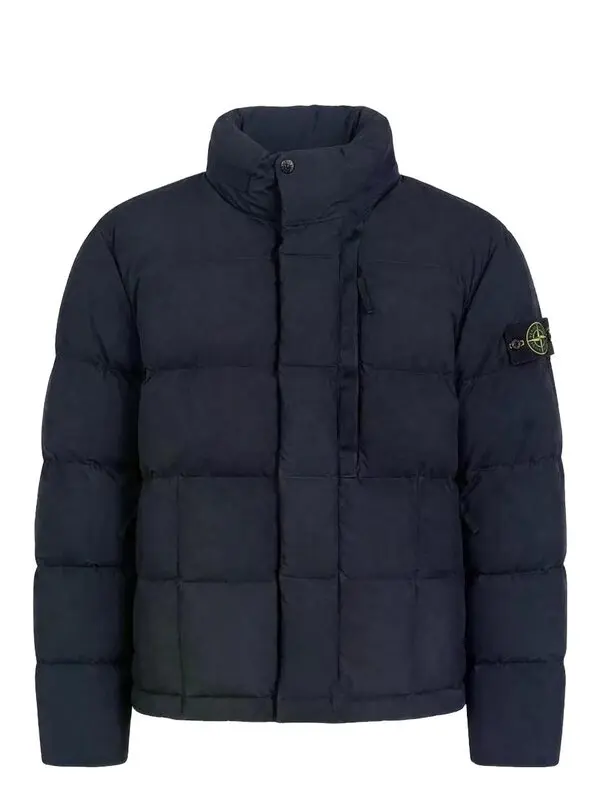 Stone Island Quilted Logo-patch Jacket - Blue