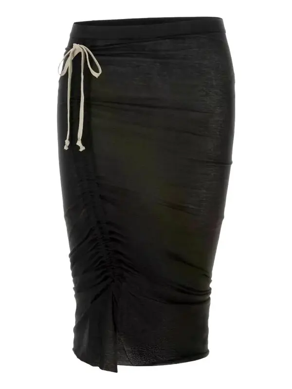 Rick Owens Ruched Drawstring Skirt - Black