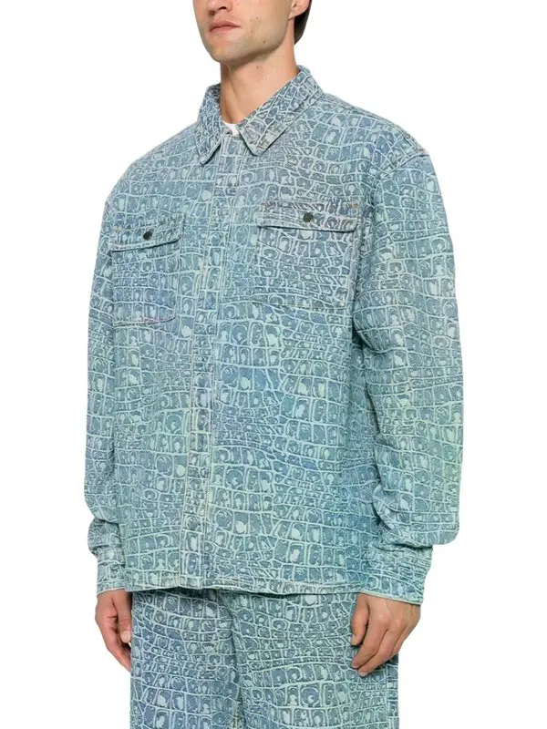 DAILY PAPER Jacquard-pattern Denim Shirt - Blue