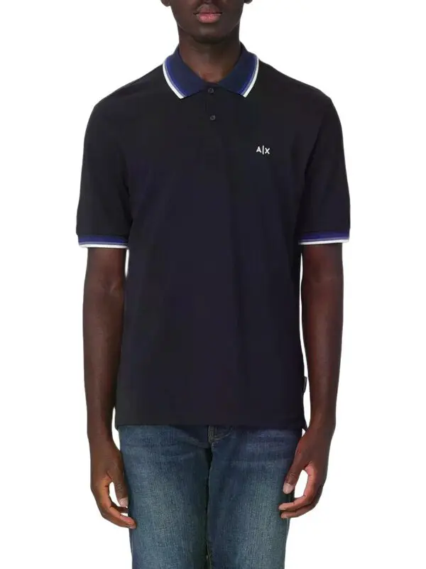 Armani Exchange Logo-embroidered Polo Shirt - Blue