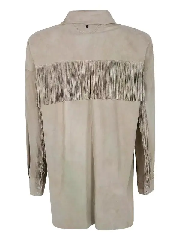 SALVATORE SANTORO Fringed Suede Shirt - Neutrals